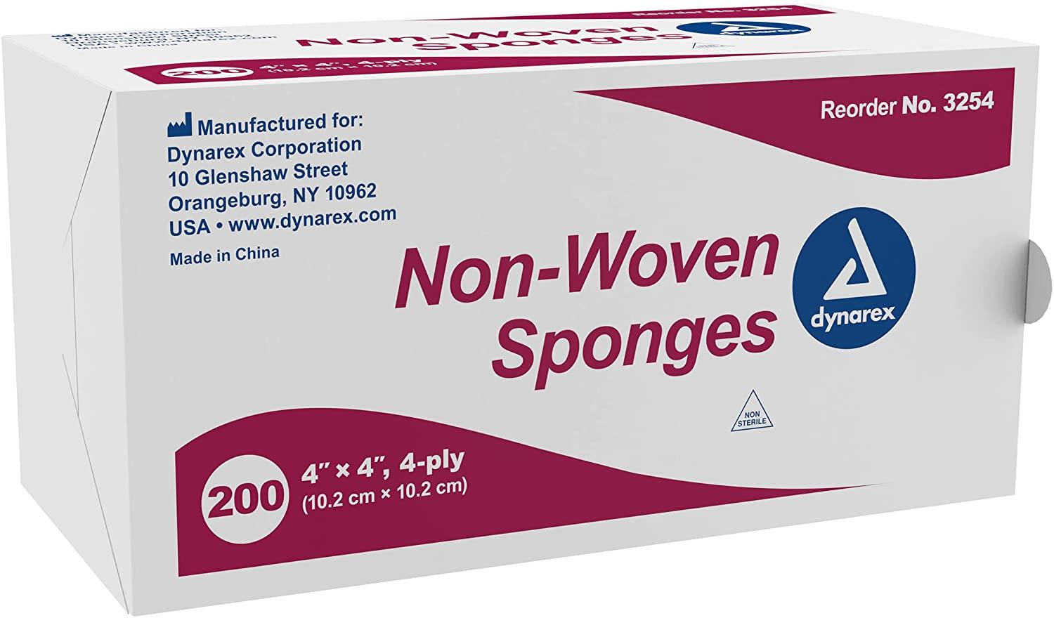 Dynarex Non-Sterile Non Woven Sponge, 4x4 Inch, 200 Count | SurgiMac ...